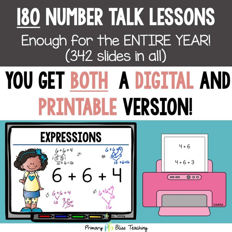 Kindergarten Number Talks both Digital and Printable
