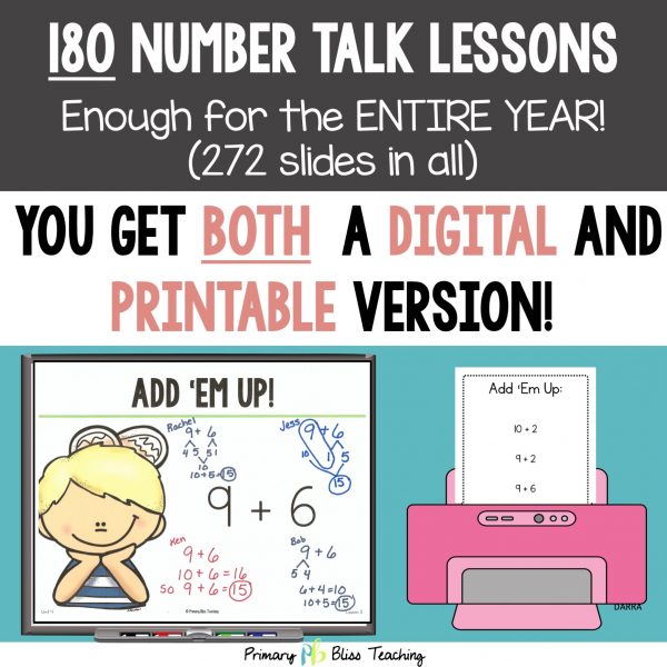 Second Grade Number Talks Yearlong Bundle both Digital and Printable