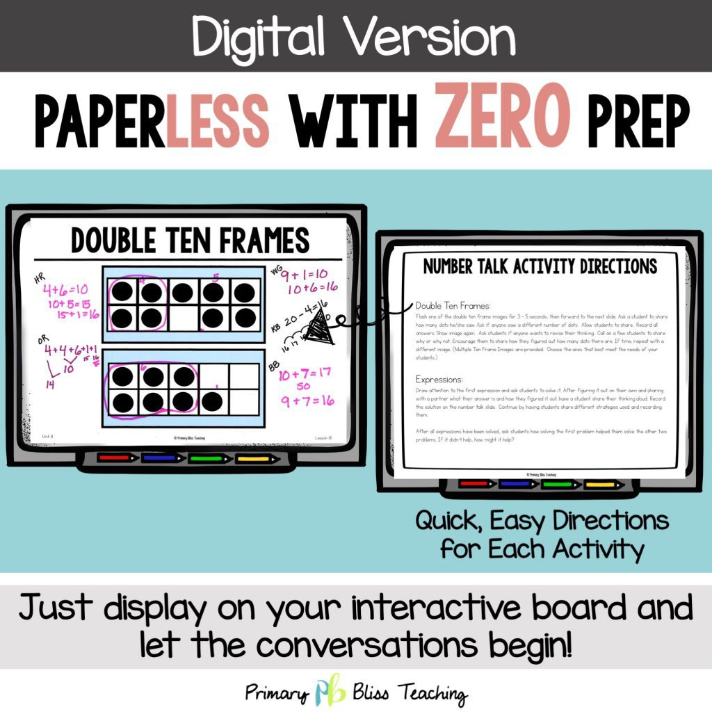 First Grade Number Talks Yearlong Bundle both Digital and Printable