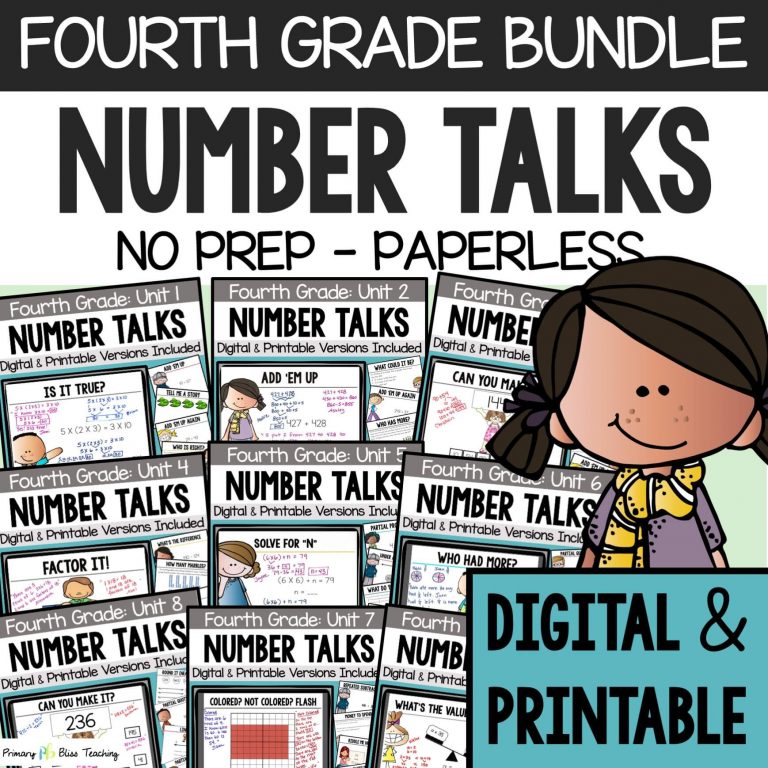 Fourth Grade Number Talks Yearlong Bundle both Digital and Printable