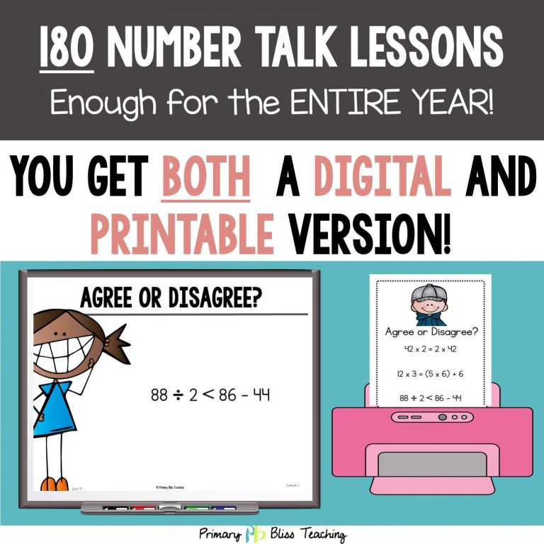 Fourth Grade Number Talks Yearlong Bundle both Digital and Printable