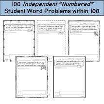 Numberless & Numbered Word Problems (Story Problems within 100)