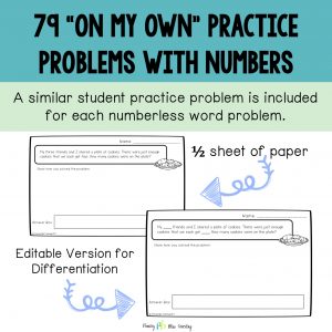 Number Talks: Numberless Math Word Problems (single by single digit ...
