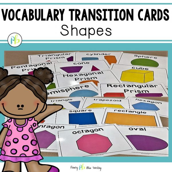 Geometry SHAPE Vocabulary Cards for First Grade - Primary Bliss Teaching