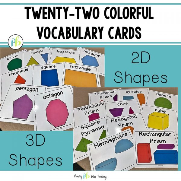 Geometry SHAPE Vocabulary Cards for First Grade - Primary Bliss Teaching