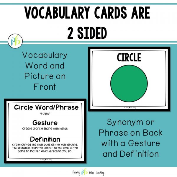 Geometry SHAPE Vocabulary Cards for First Grade - Primary Bliss Teaching