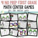 No Prep 1st Grade Math Center Games for the Year