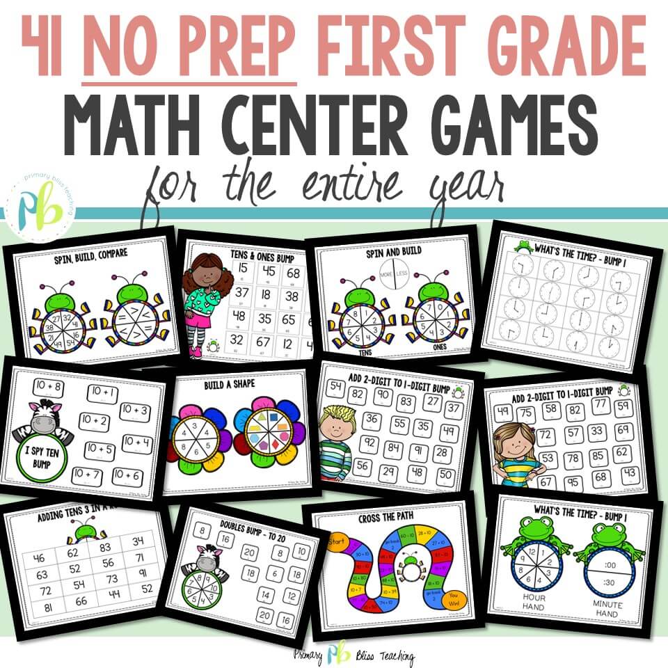 No Prep 1st Grade Math Center Games For The Year No Prep 1st Grade Math Center Games For The Year