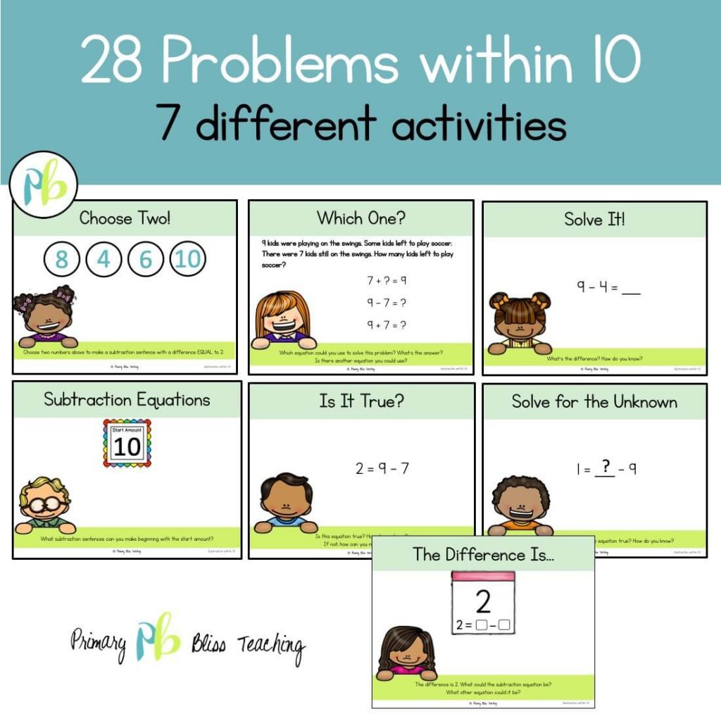 FIRST GRADE NUMBER TALKS for SUBTRACTION - Primary Bliss Teaching