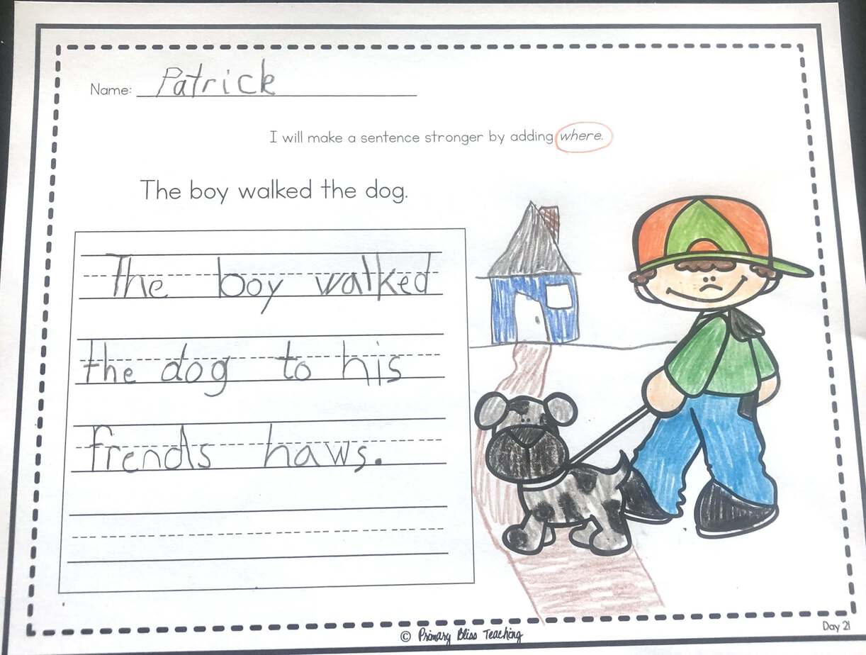 English Writing Activities For Grade 1 First Grade Free English 