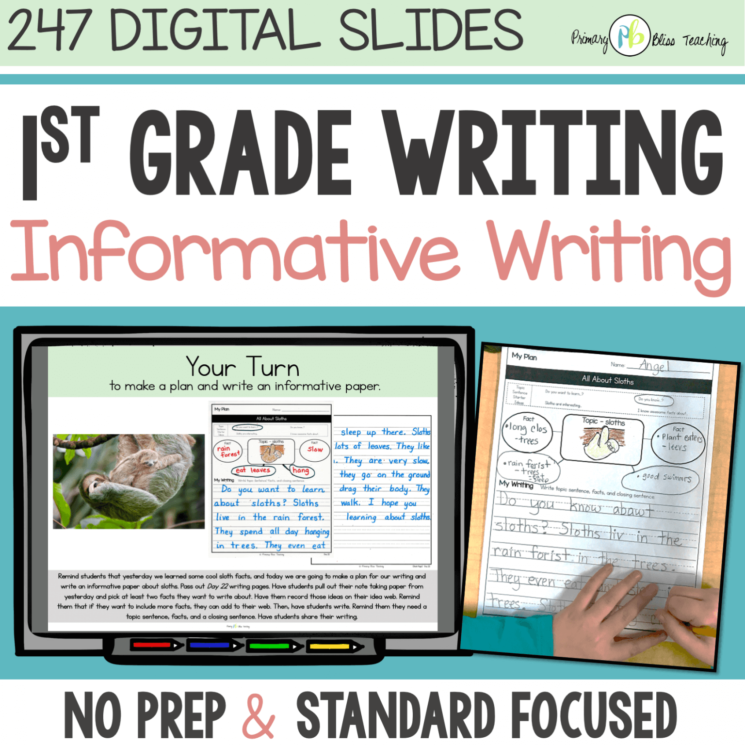 First Grade INFORMATIVE WRITING Unit DIGITAL - Primary Bliss Teaching