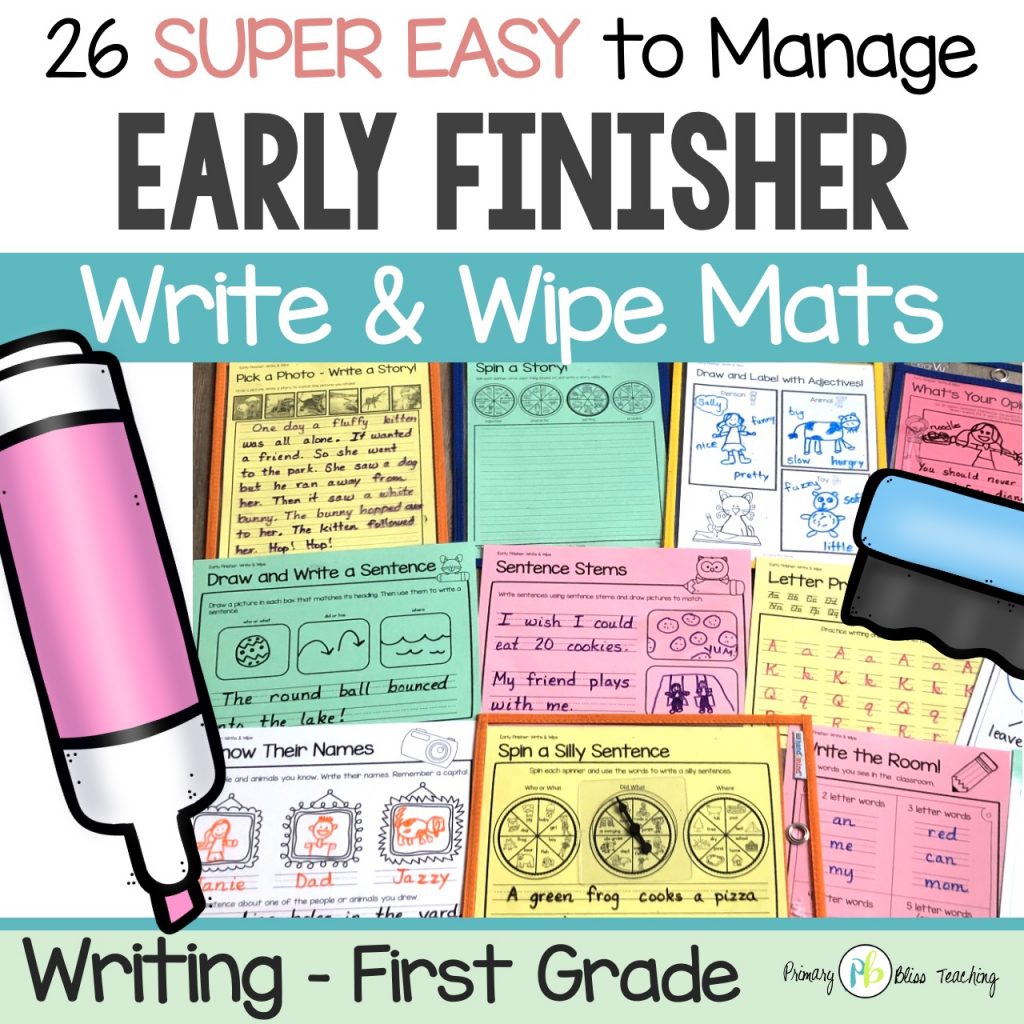 Early Finisher Activities - First Grade WRITING Write and Wipe Boards ...