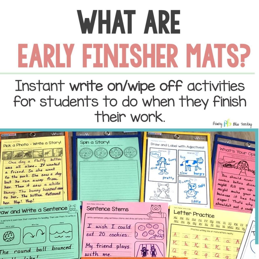Early Finisher Activities - First Grade WRITING Write and Wipe Boards ...
