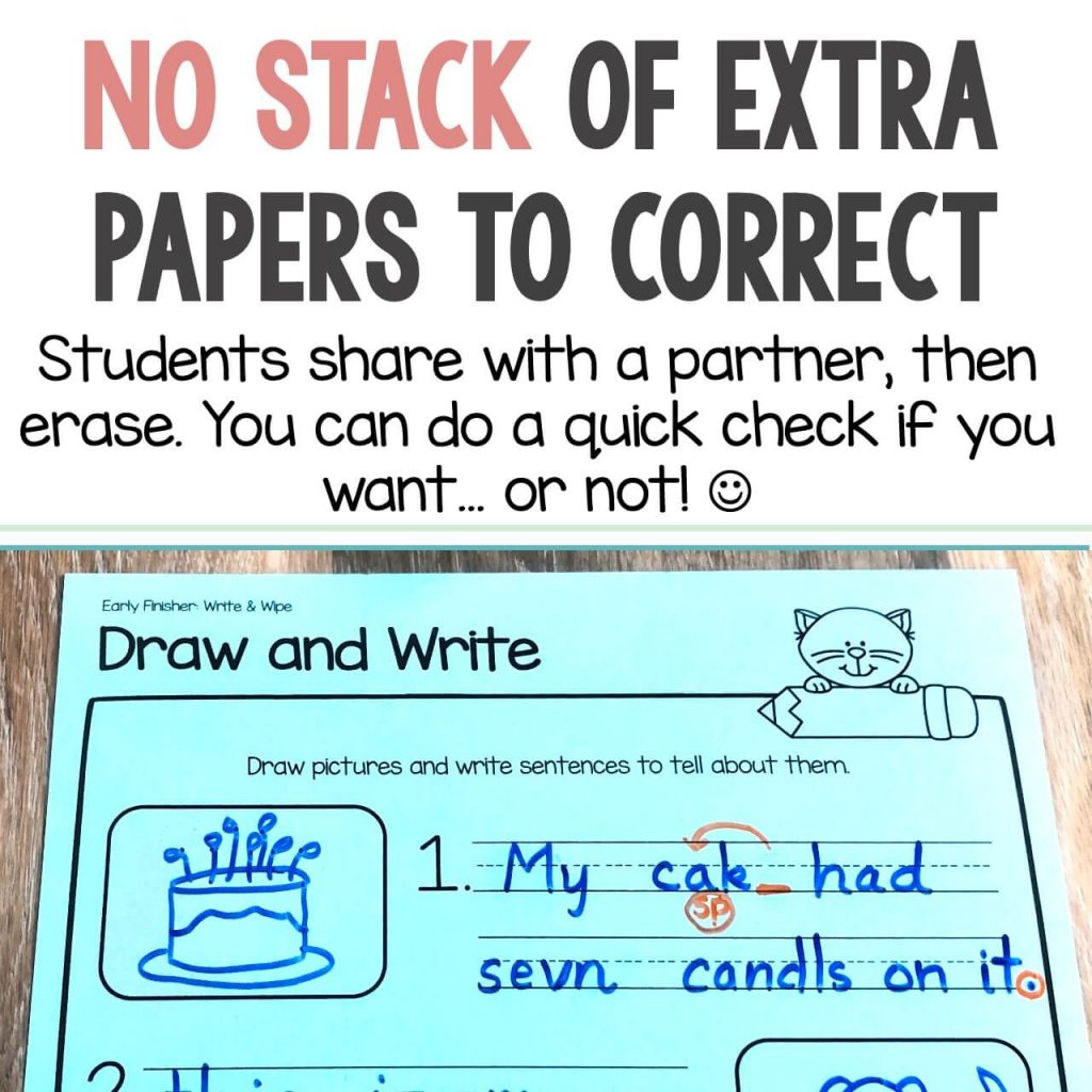 Early Finisher Activities - First Grade WRITING Write and Wipe Boards ...