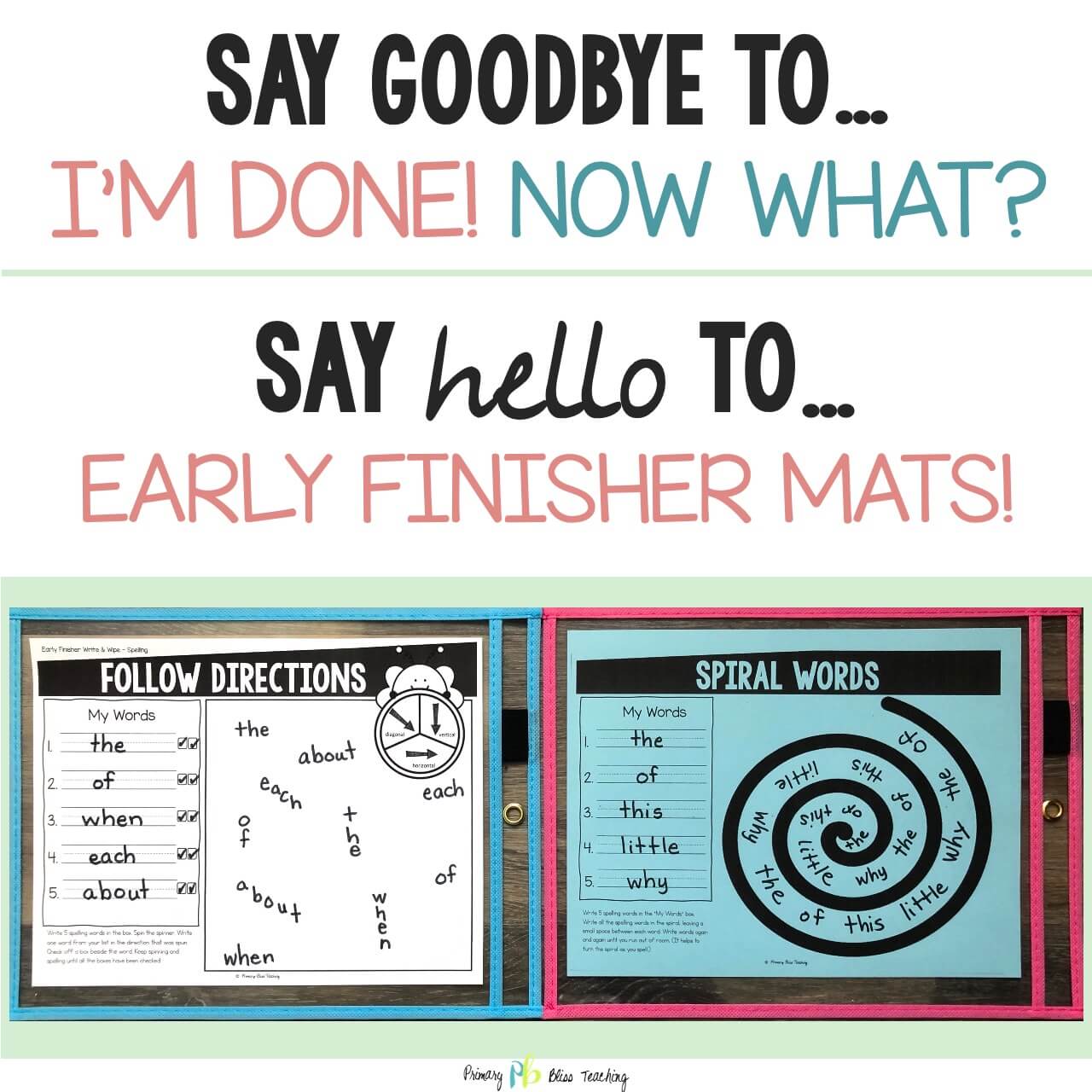 Spelling Activities for Any Word List - Early Finisher / Independent ...