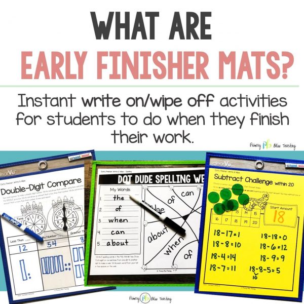 First Grade Activities for Early Finishers - Math, Spelling, Writing ...