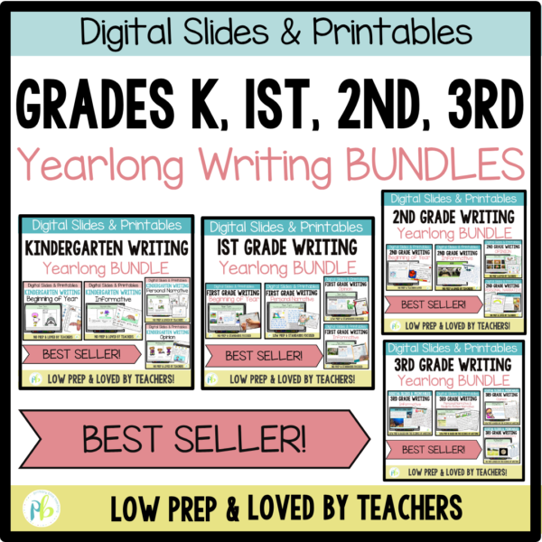 Kindergarten, 1st, 2nd, & 3rd Grade Writing Curriculum Bundle - Primary ...