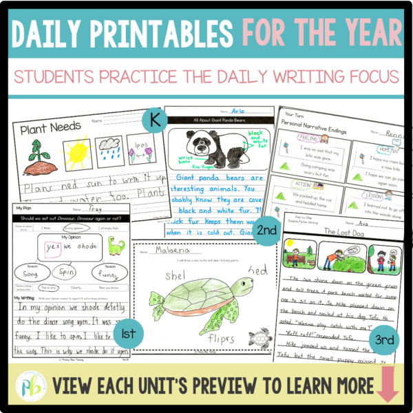 Kindergarten, 1st, 2nd, & 3rd Grade Writing Curriculum Bundle - Primary ...